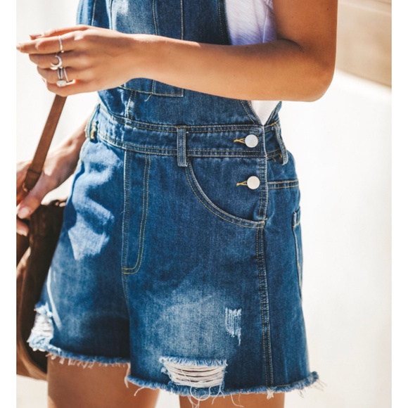 S. the Widow | Jeans | Candice Distressed Denim Overall Shorts | Poshmark